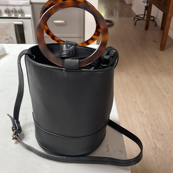 Seed Heritage | Bags | Seed Heritage Black Faux Leather Bucket Bag With ...